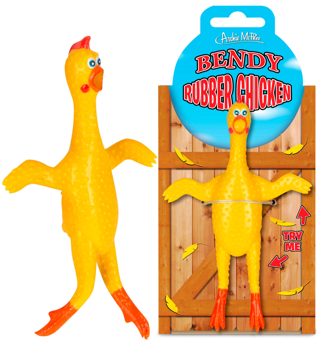 BENDY RUBBER CHICKEN - Classic Fun Gag Joke Bendable Toy – Giggle Novelties