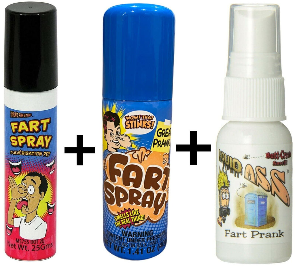 MIX SET OF 3 DIFFERENT Liquid Ass Fart Bomb Stink Spray GaG Joke Prank ...