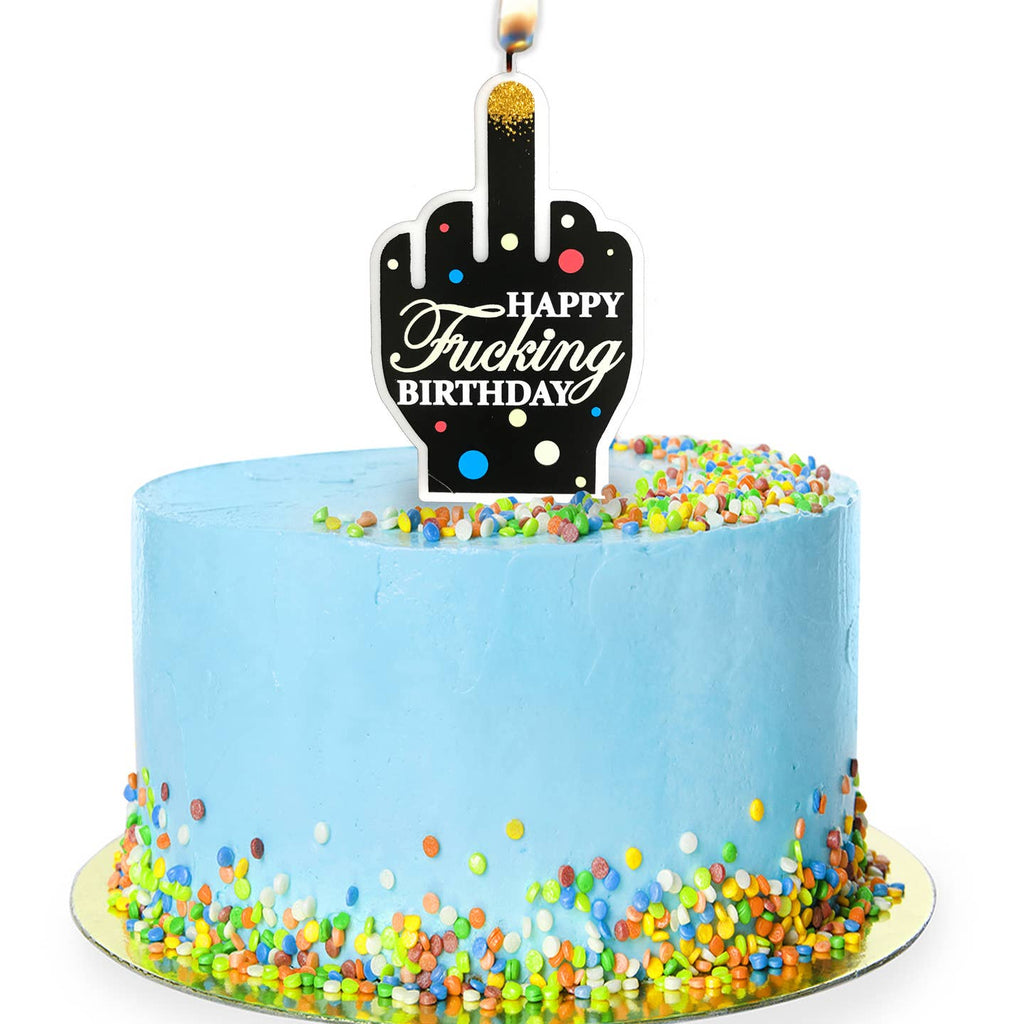 FU Happy F#%king Birthday Middle Finger Candle – Cake Party Gag Gift ...