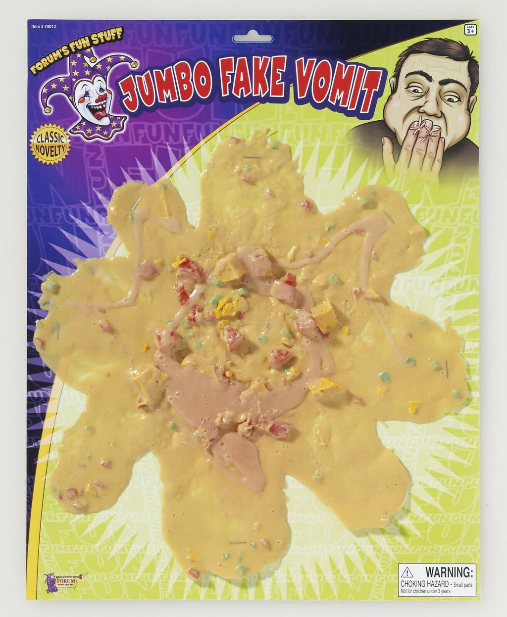 12" JUMBO FAKE VOMIT Puke Joke Prank Gag Dog Human Giant Barf Rubber F ...