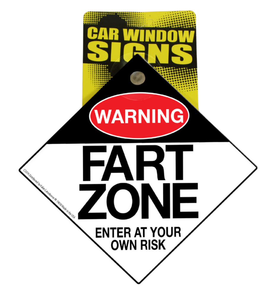 WARNING: FART ZONE Plastic Car Window Decal Sign - USA – Giggle Novelties