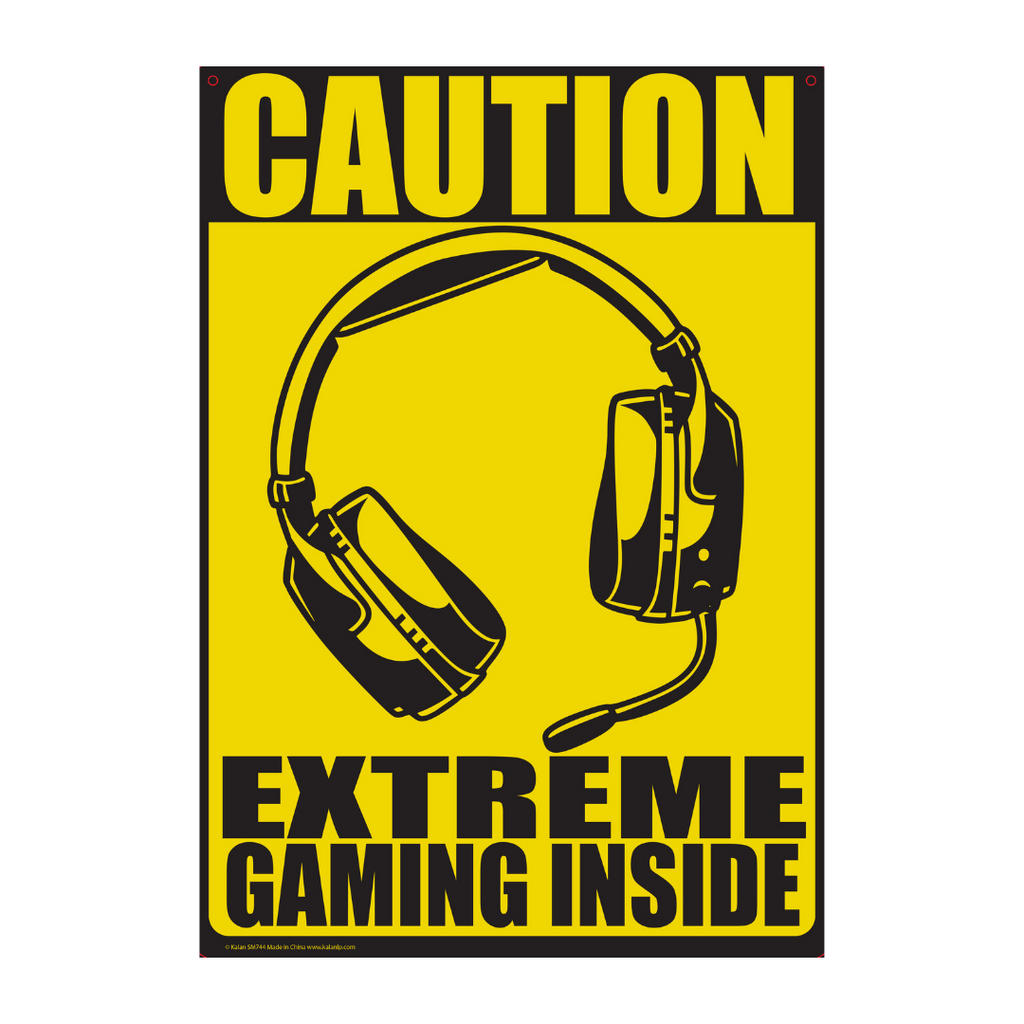 Gamer Tin Sign - Caution: Extreme Gaming Decor – Giggle Novelties