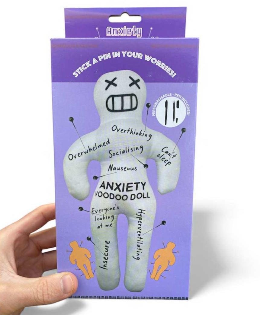 😈 Anxiety Voodoo Doll Set 😂 Stress Relief Gag Gift w/ Marker & Pins ...